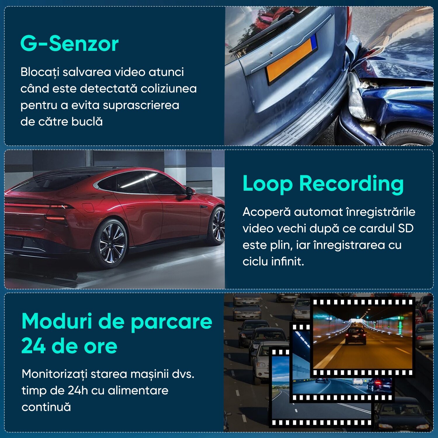 Camera Auto DVR, DEYKAY, Ecran Tactil HD 3.7inch, 2 Lentile(Fata 2K HD+ ...