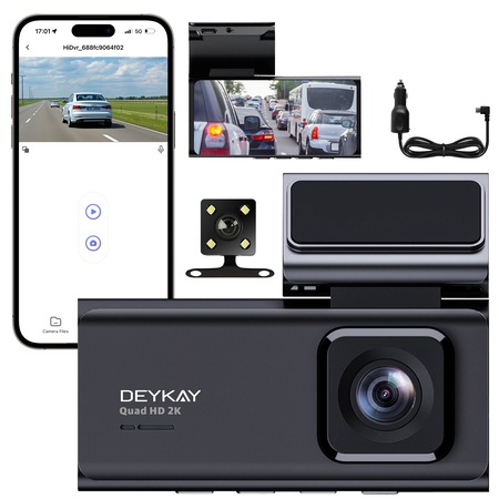 Camera Auto DVR, DEYKAY, Ecran Tactil HD 3.7inch, 2 Lentile(Fata 2K HD+ ...