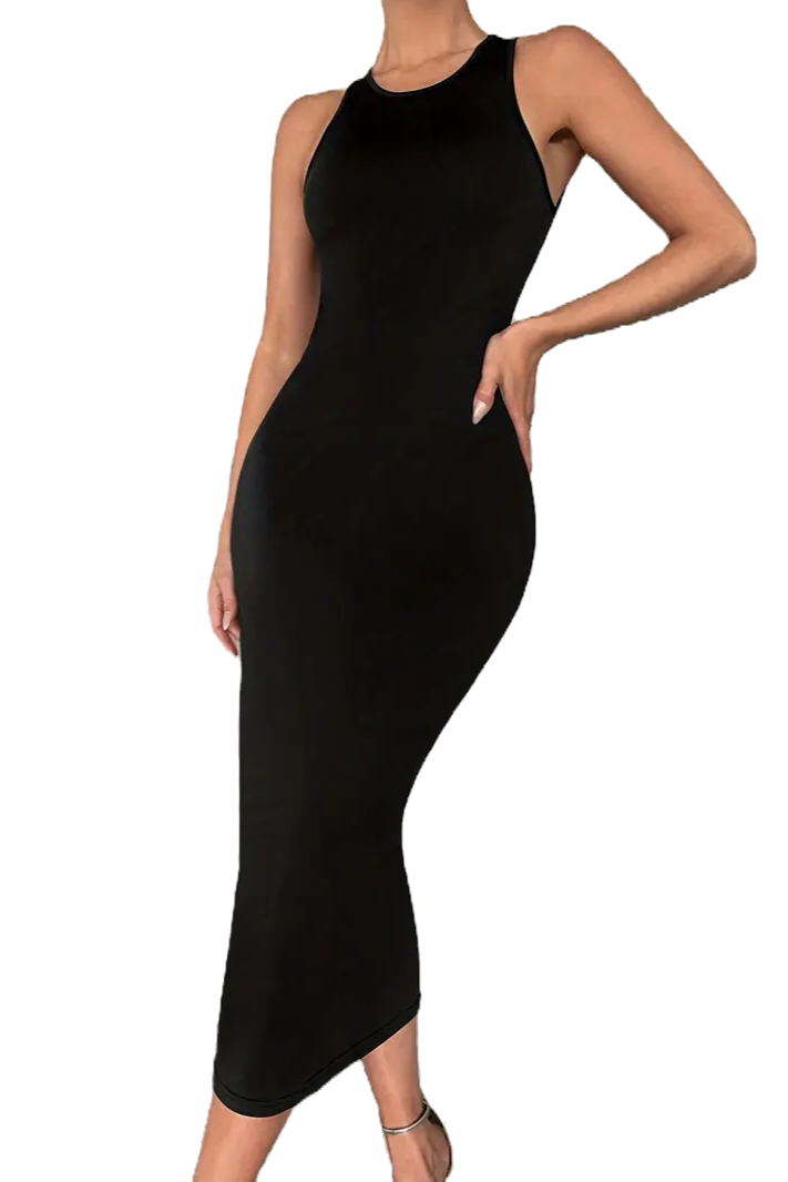 Rochie lunga neagra cu spatele gol, marimea L - eMAG.ro