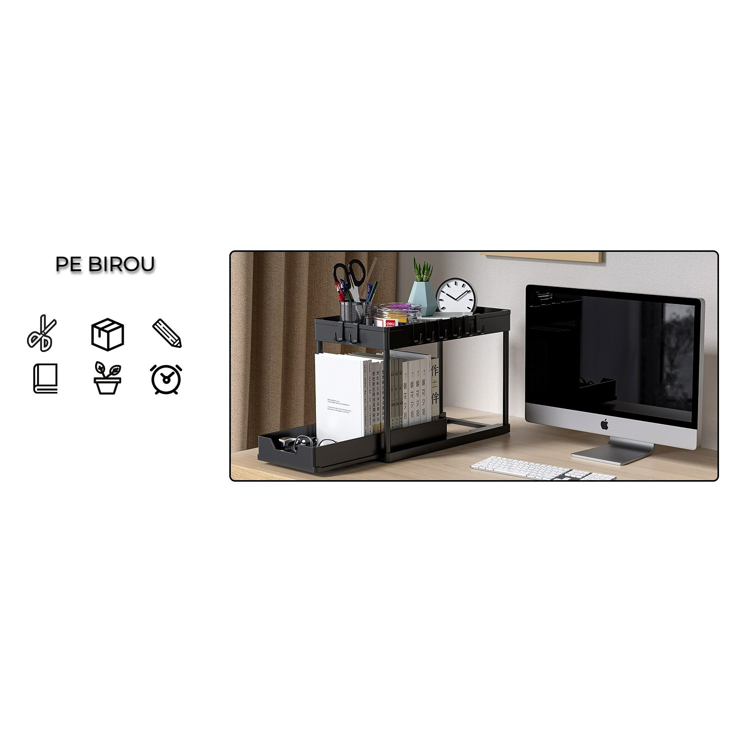 Organizator Multifunctional Elindor® pe 2 Nivele, Sertar Glisant ...