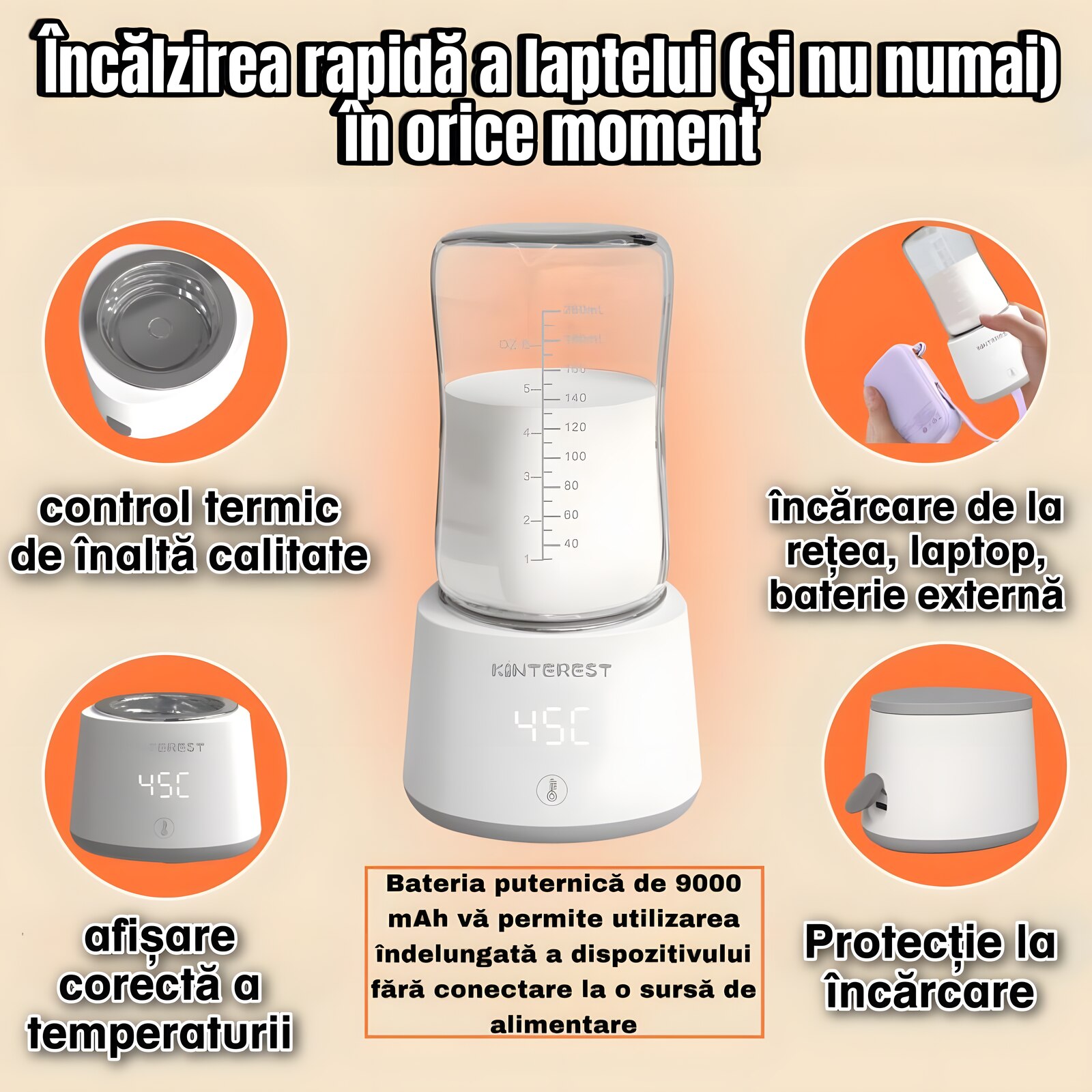Incalzitor Biberoane Portabil Infiniteea™, Electric, Multifunctional ...