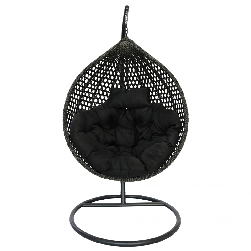 Leagan tip cuib DeHome Joy 200 negru cu suport inclus, perna neagra ...