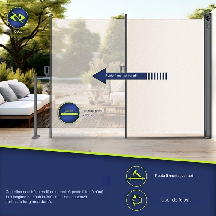 Paravan separator lateral, Tillvex®, 200 x 300 cm, opac, interior ...