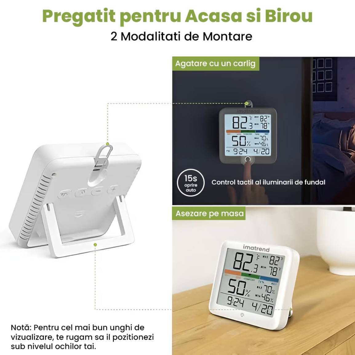 Termometru Digital si Higrometru Meteo IMA Trend® YG5275 Pro, Ecran 3.7 ...