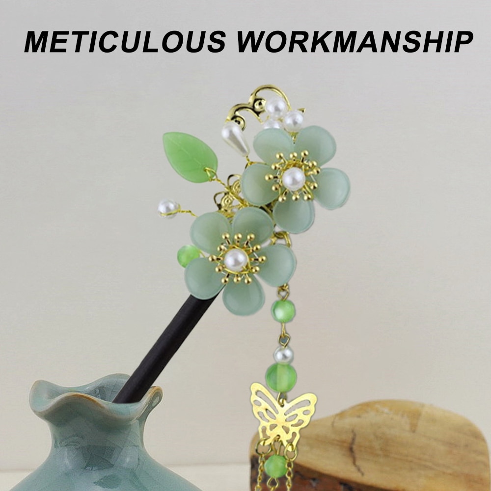 Set 2 betisoare de par din lemn, lungime 18 cm, rosu+verde deschis ...