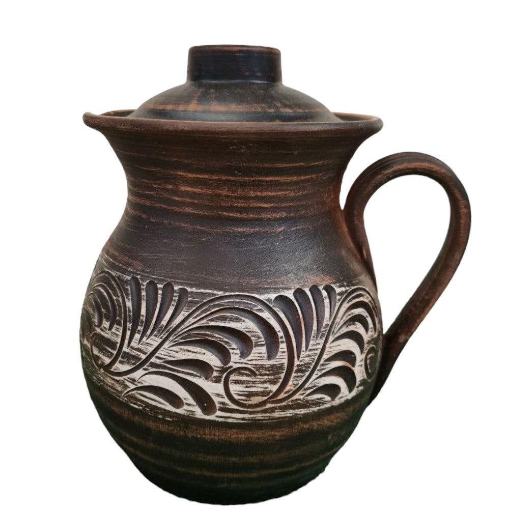 Ulcior cu Capac din Lut Rosu, cu Capac, 1.7 L, Maro - eMAG.ro