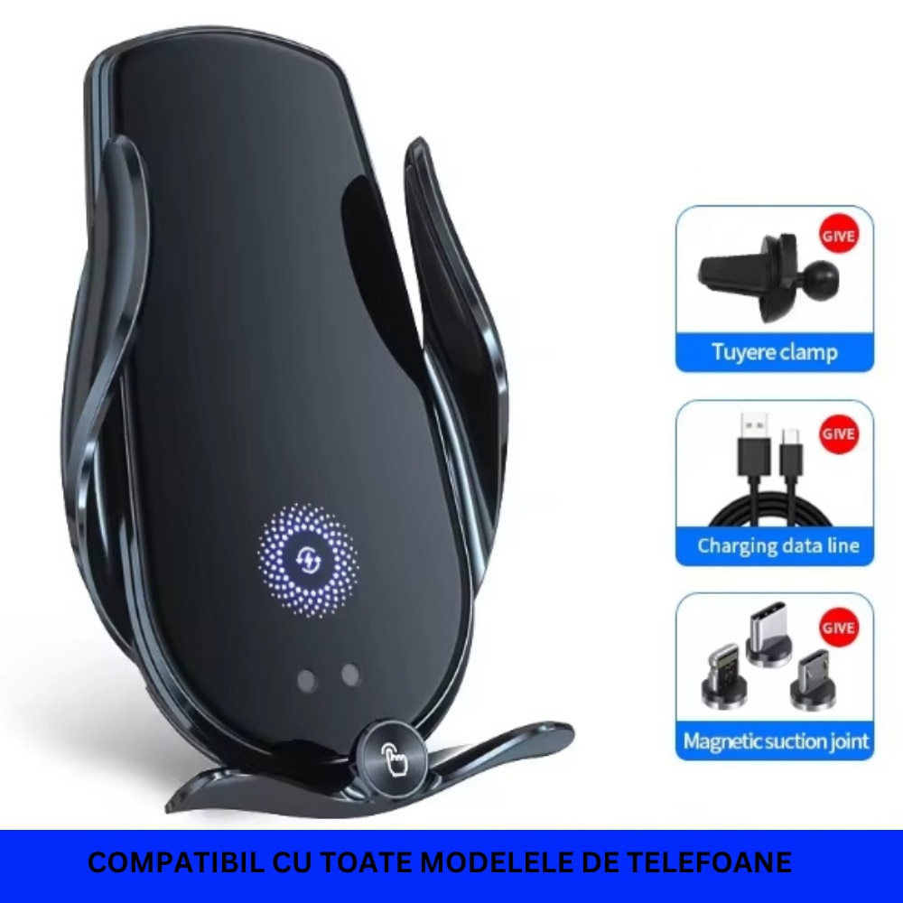 Suport auto Magnetic pentru Telefon Universal, Incarcator Wireless 3 in ...