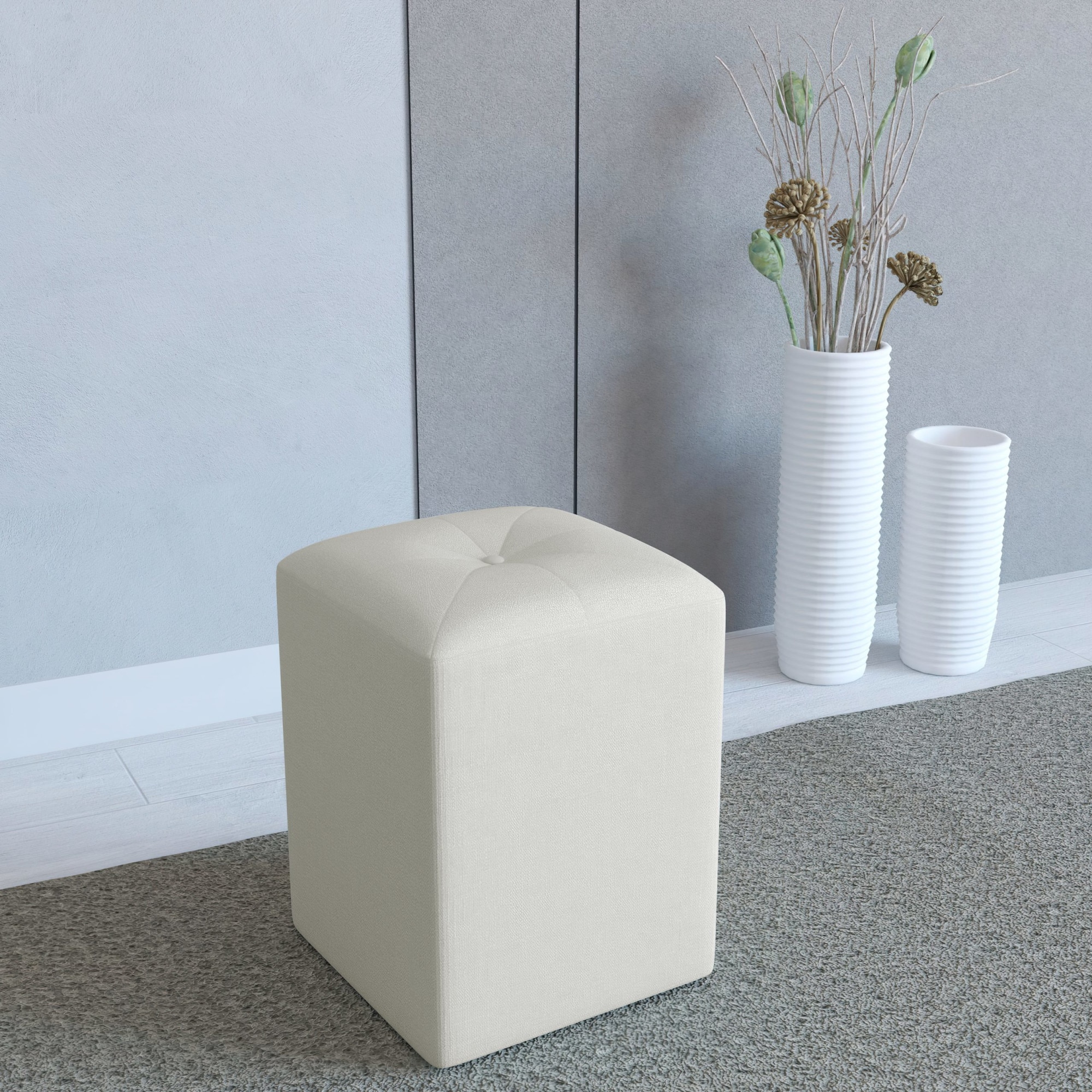 Taburet Tapitat haaus Talin, Crem, Stofa, L 35 x l 35 x H 45 cm - eMAG.ro