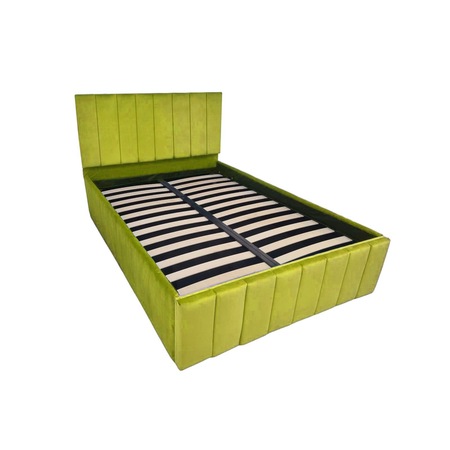 Pat dublu tapitat Confort Plus, 160/200 cm, verde lime, cu somiera ...