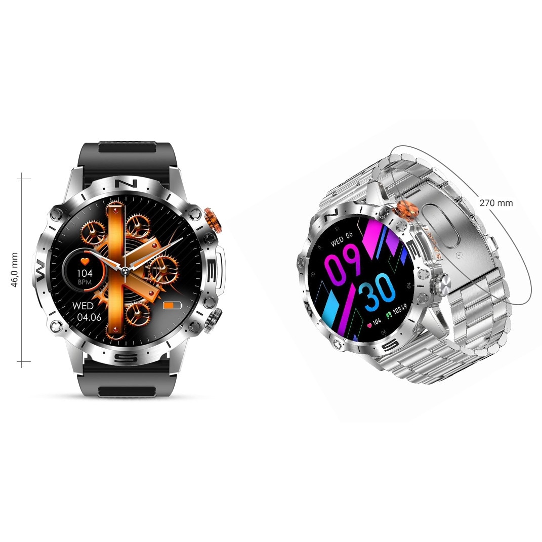 Smartwatch Gravity GT20-2, 1,43" AMOLED екран, каишка от неръждаема ...