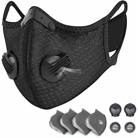 Masca cu 8 filtre carbon activ, reglabila, lavabila, negru - eMAG.ro