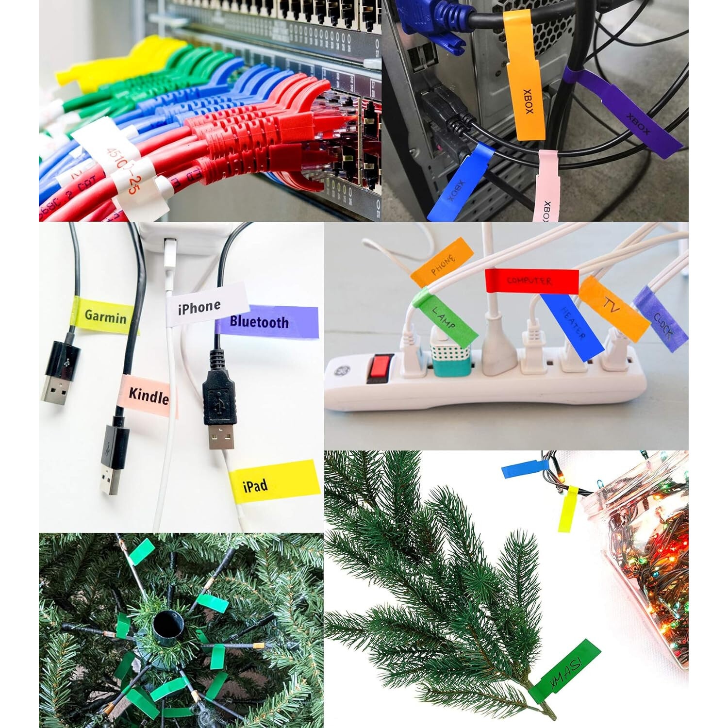 Etichete autoadezive pentru cabluri, set colorat, cu marker ...