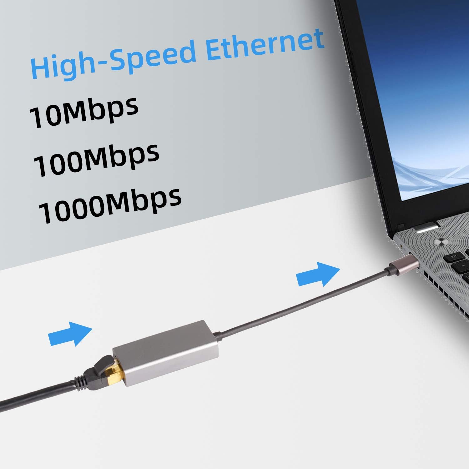 Adaptor retea USB-C la Ethernet, Gigabit 10/100/1000, compact ...