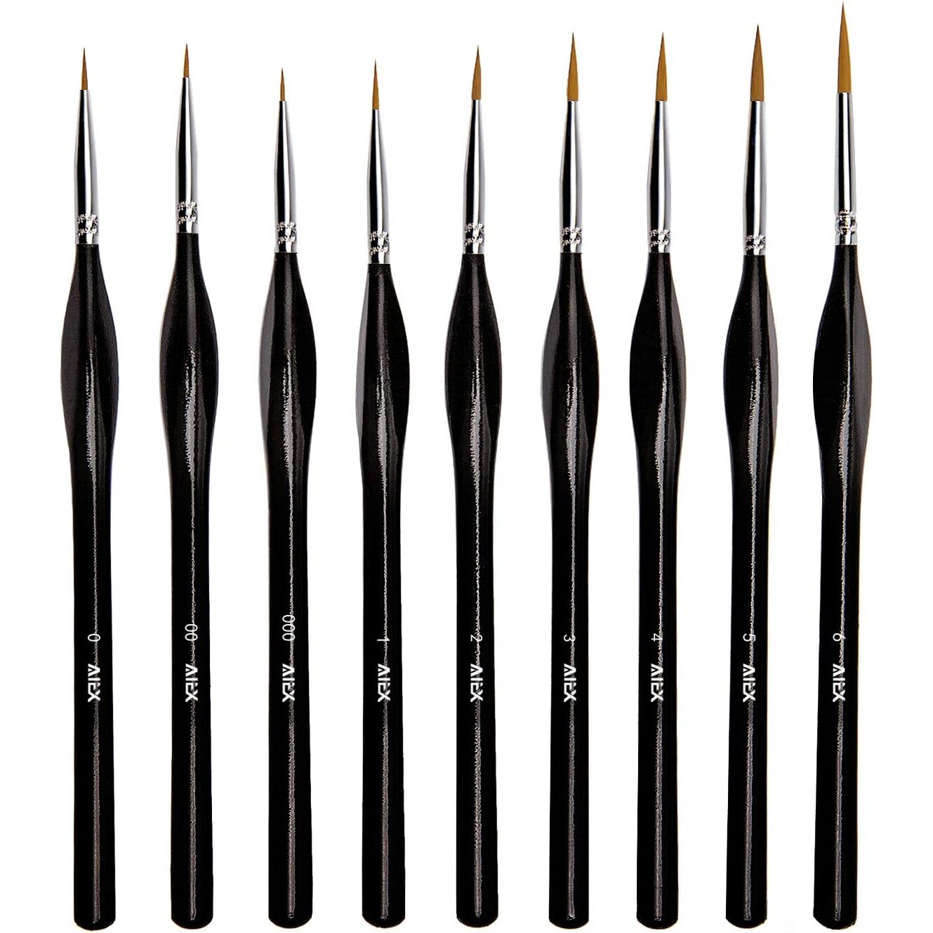 Set pensule ultra subtiri pentru detalii fine, 9 piese, design ...