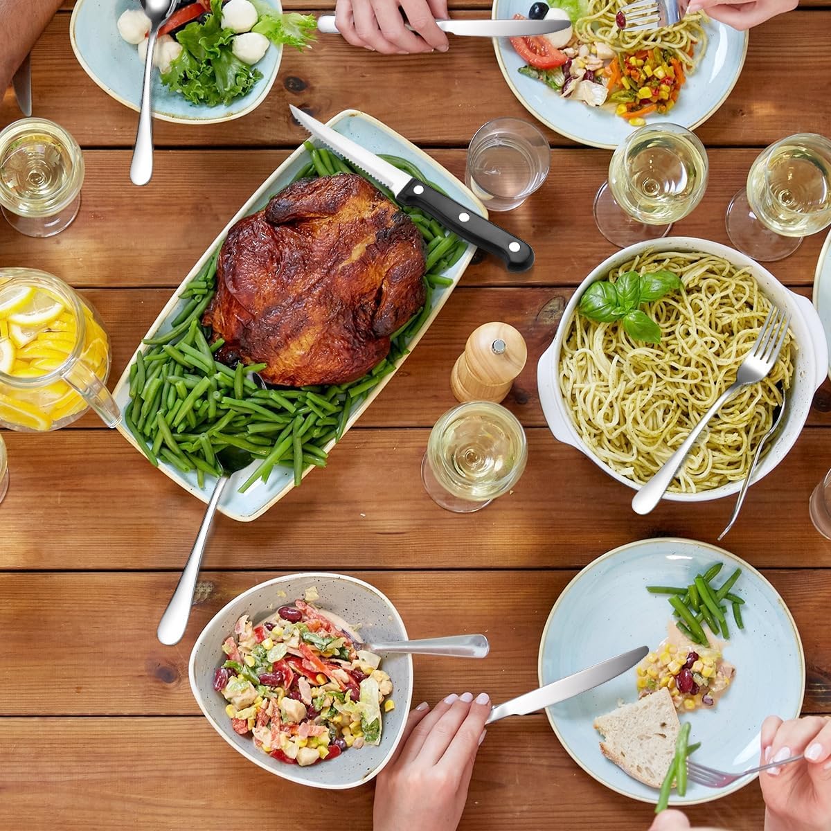 Set vesela camping, 20 piese, inox, argintiu, pentru 4 persoane, cu ...