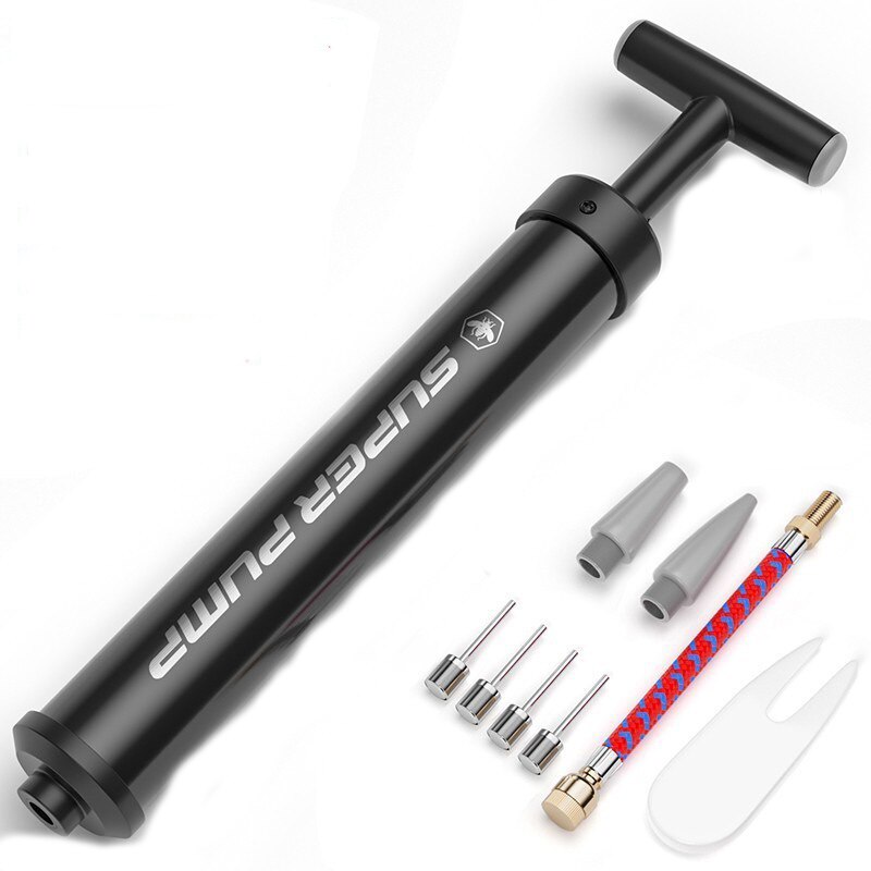 Pompa de umflat, 4 ace metal, 2 ace plastic, furtun flexibil, compacta ...