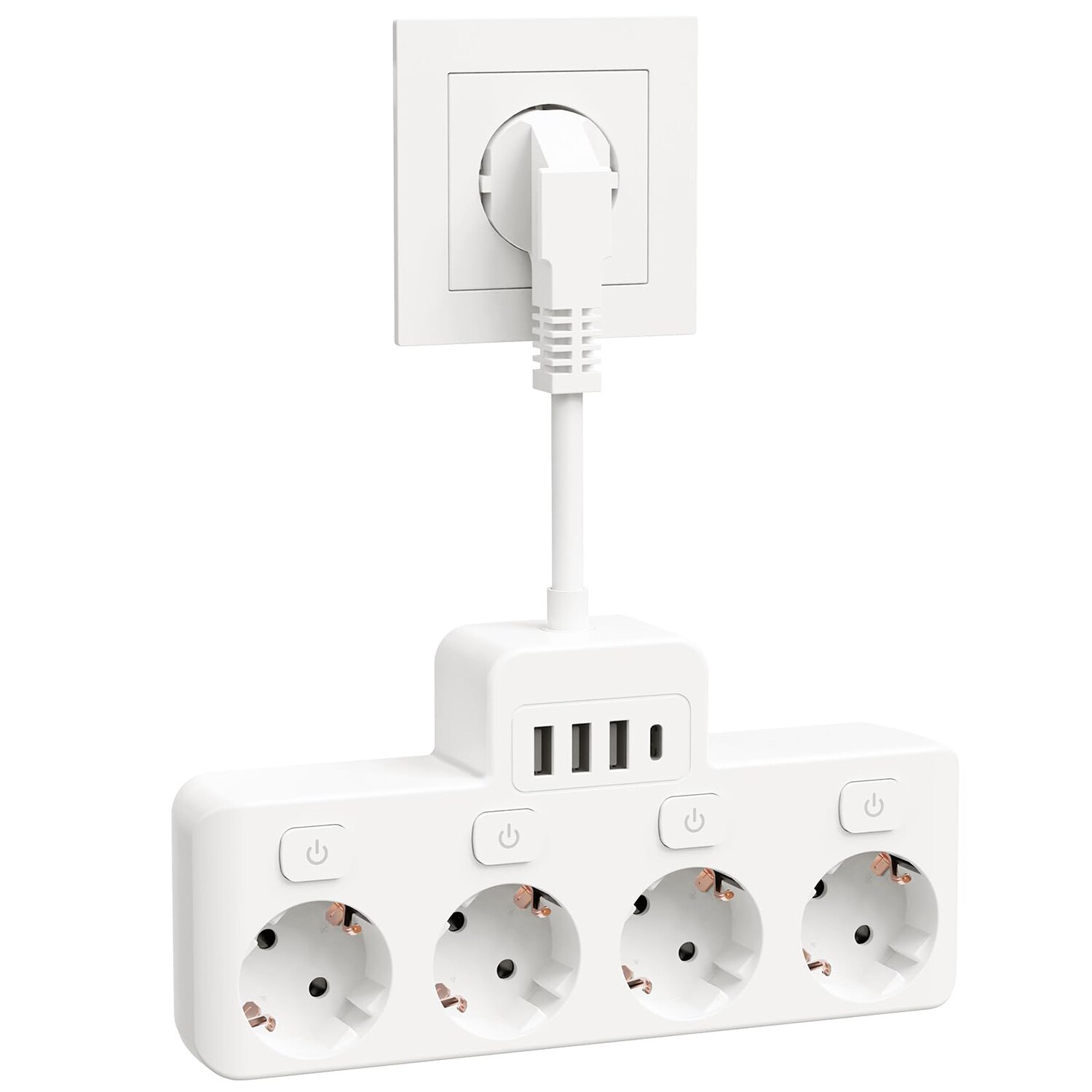 Priza multipla 8-in-1, 4 prize Schuko, 3x USB A, 1x USB C, protectie ...