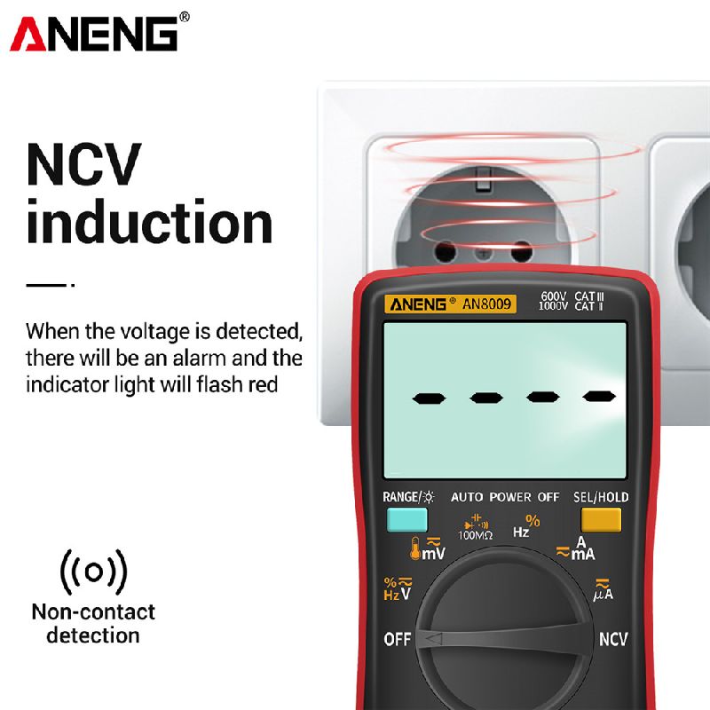Multimetru multifunctional, ANENG, AN8009, True-RMS, NVC, 1000V, 10A ...