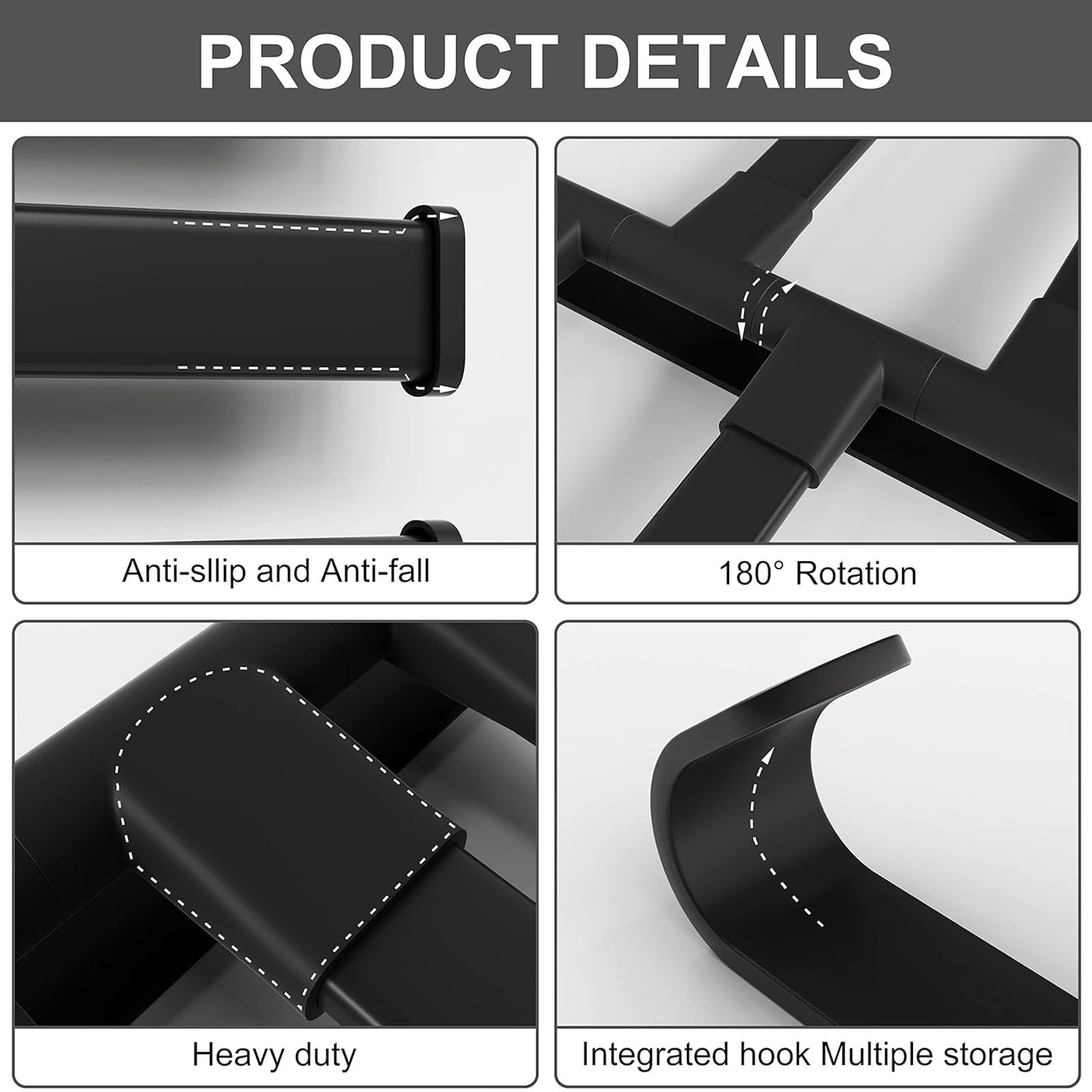 Suport pentru prosoape, Darklove, Reglabil 180 grade, Nu este nevoie sa ...