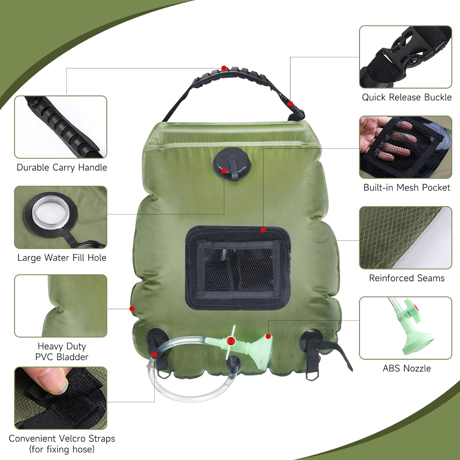 Dus solar pentru camping, Excitat®, Capacitate 20L, Include un ...