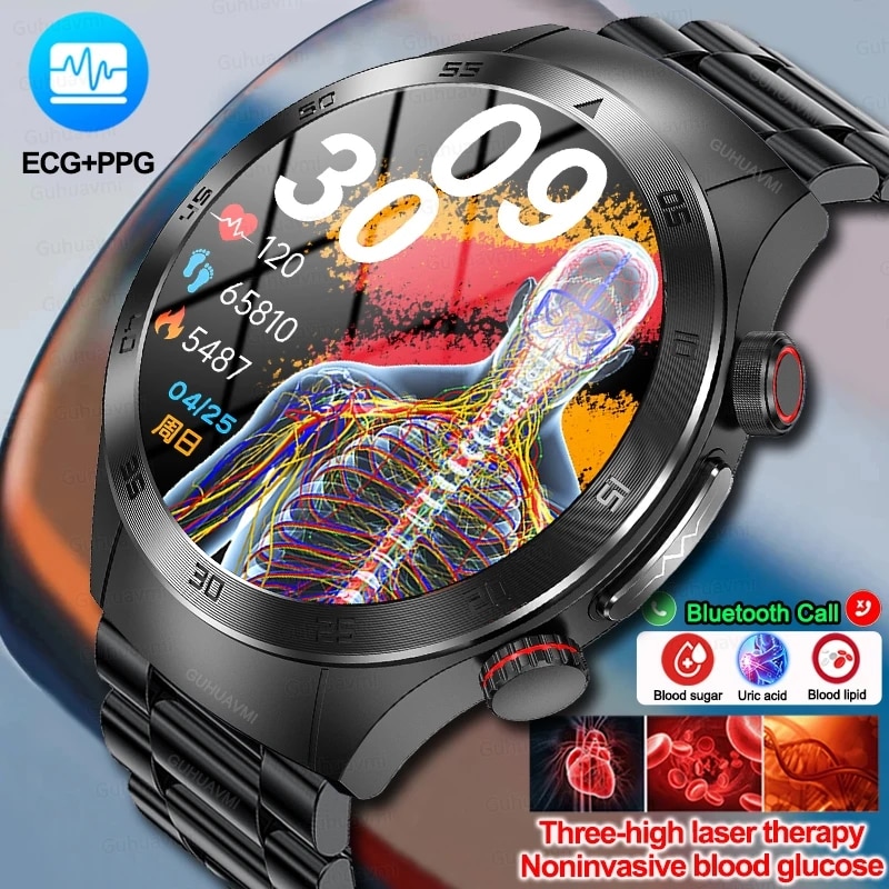 Мъжки смарт часовник SMART E800, кръвна захар, кръвно налягане, пикочна ...