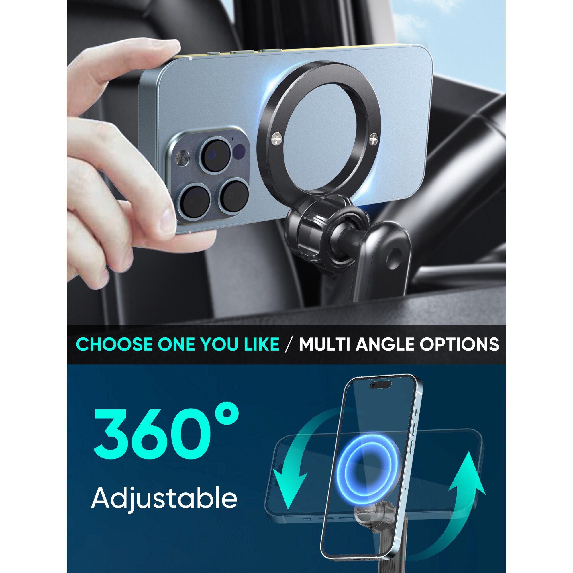 Suport de Masina pentru Telefon, SDLOGAL®, Magnetic Compatibil MagSafe ...