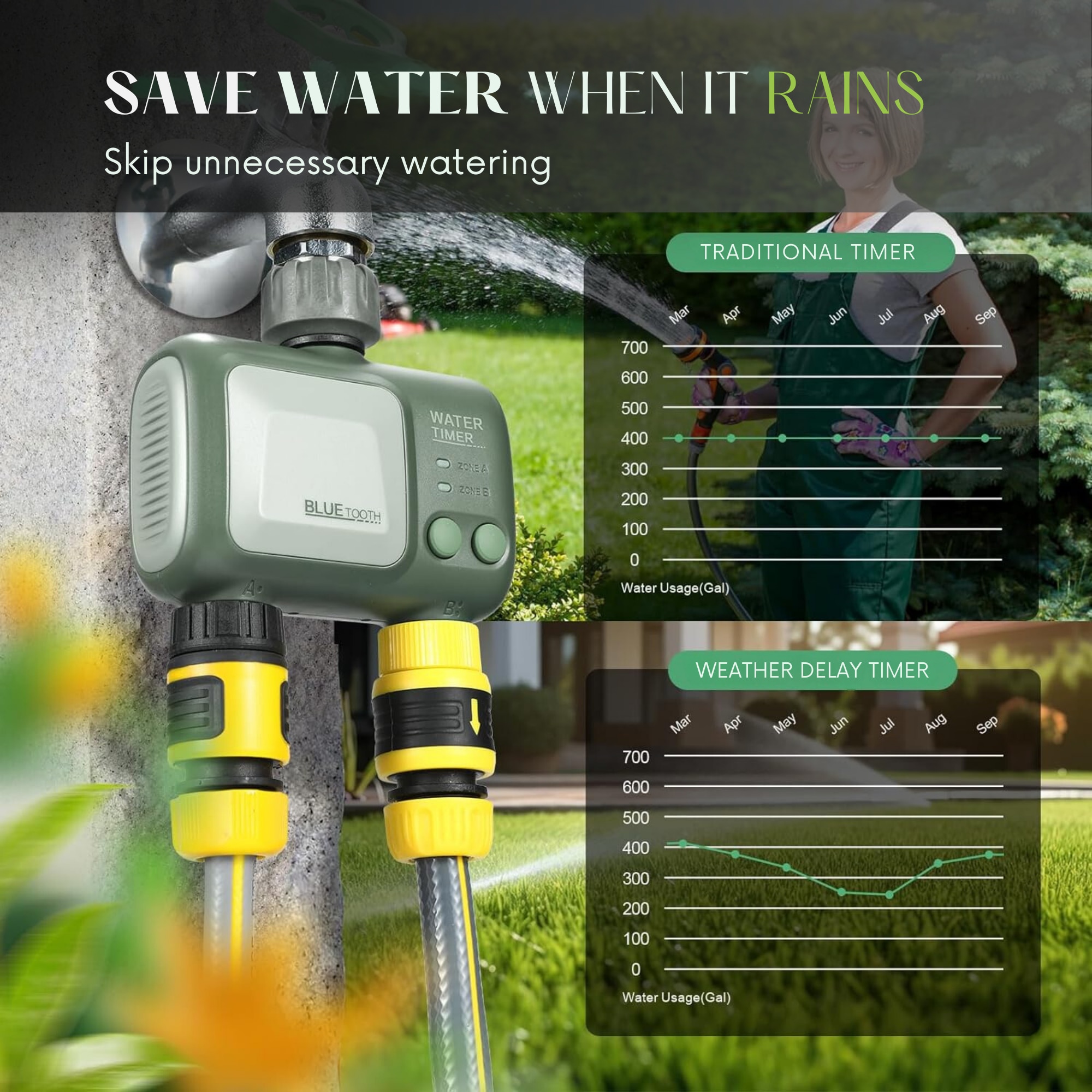 Programator irigare/udare Bluetooth/WiFi, Hub inclus, control prin ...