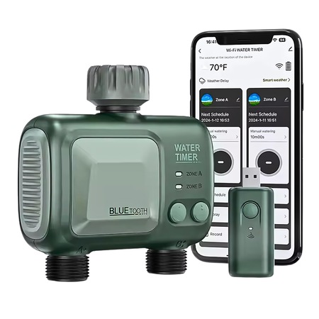 Programator irigare/udare Bluetooth/WiFi, Hub inclus, control prin Aplicatie Tuya, 2 zone, 9 ...