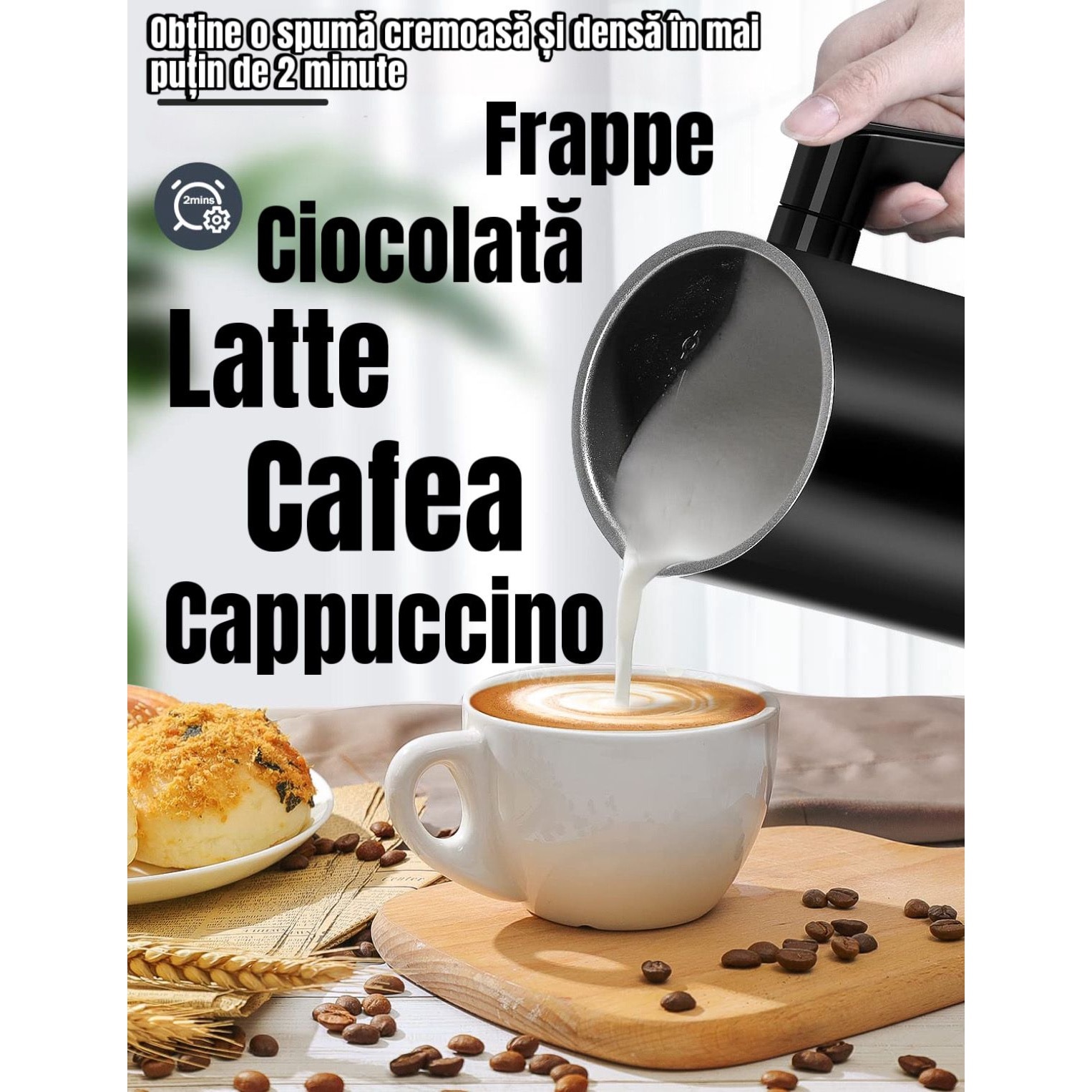 Aparat pentru Spuma de Lapte 4 in 1, Infiniteea™, 4 Functii, Spuma ...
