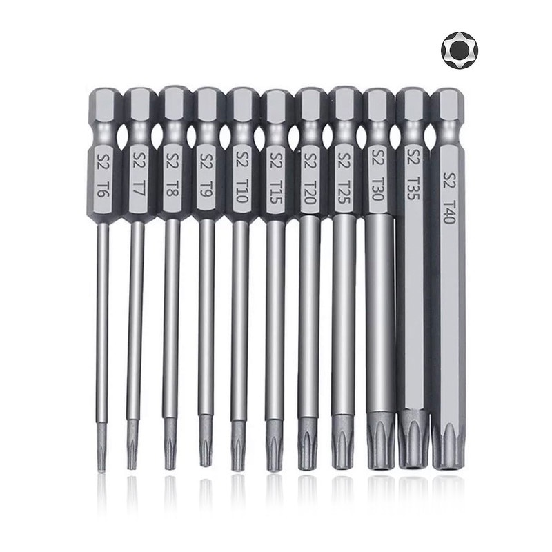 Set de biti pentru surubelnita Torx, 11 piese, magnetic, prindere hexagonala 1/4" - eMAG.ro