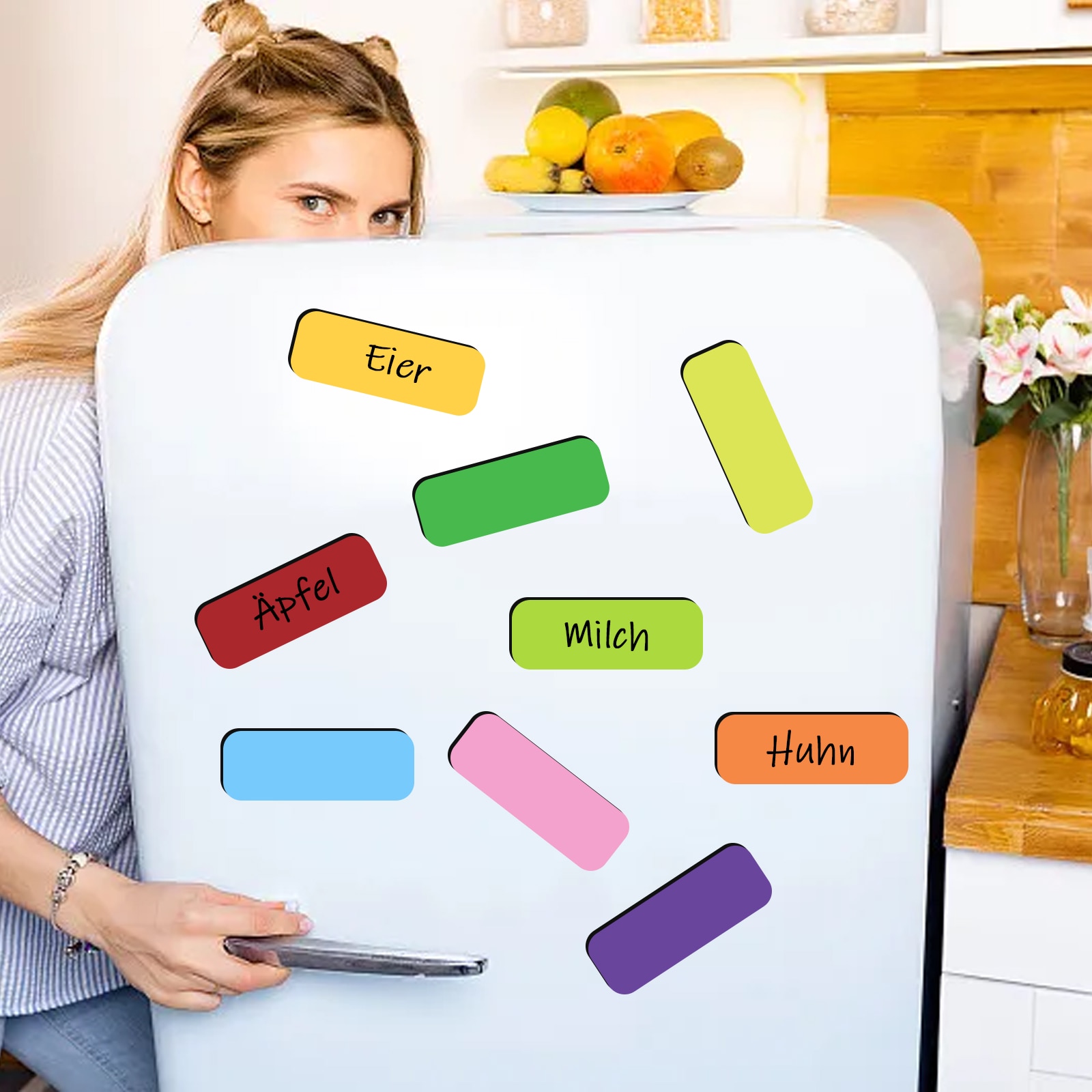 Set 54 benzi magnetice inscriptibile, Multicolor - eMAG.ro