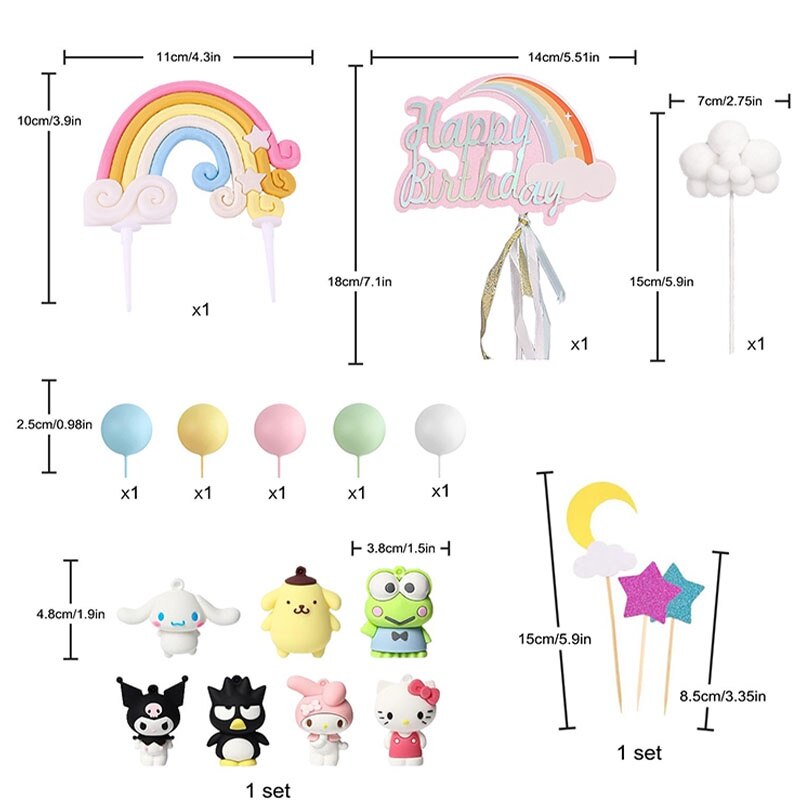 Set Accesorii Tort, Rqiurpn, set 18 piese, Tematica Kitty, Multicolor ...