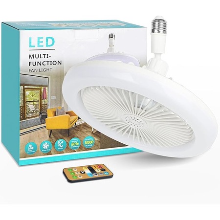 Ventilator de tavan cu iluminare LED Aurov®, Multifunctional, Lampa 21W ...