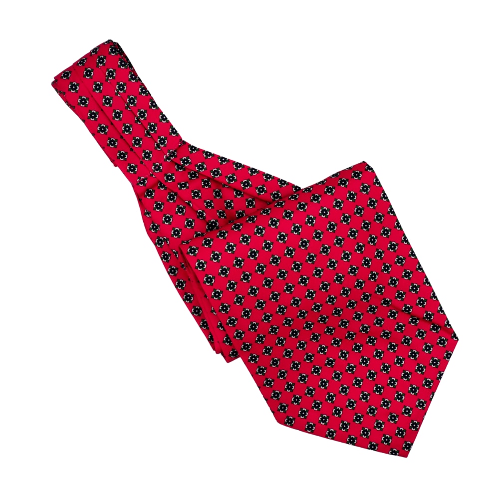 Cravata ascot lata tip esarfa, Onore, rosu, verde si bleumarin, matase ...
