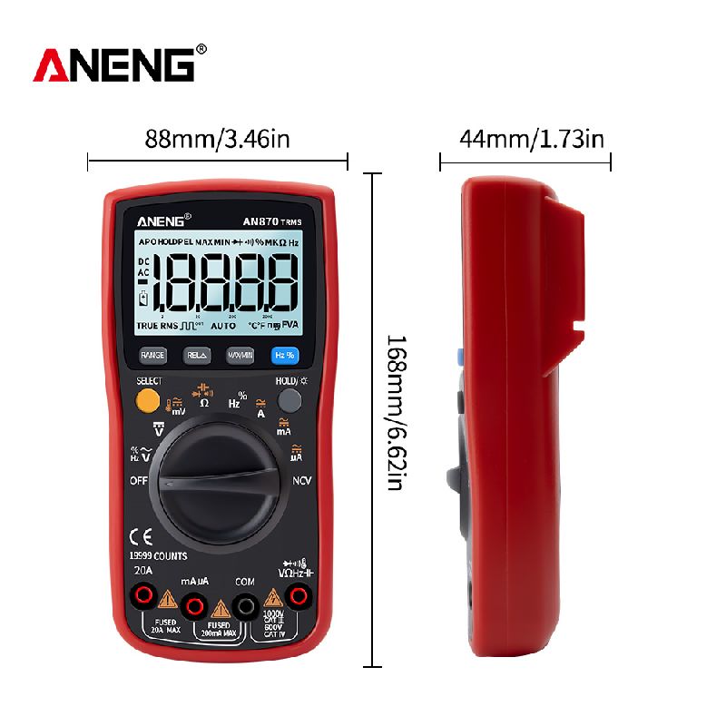 Multimetru multifunctional, ANENG, AN870, True RMS, 1000 V, 20 A, Gama ...