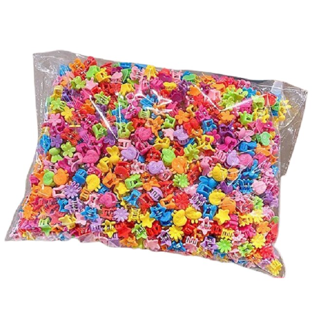 Set 100 agrafe de par pentru copii, forme florale, multicolor - eMAG.ro