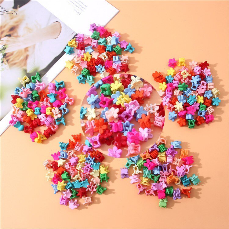 Set 100 agrafe de par pentru copii, forme florale, multicolor - eMAG.ro