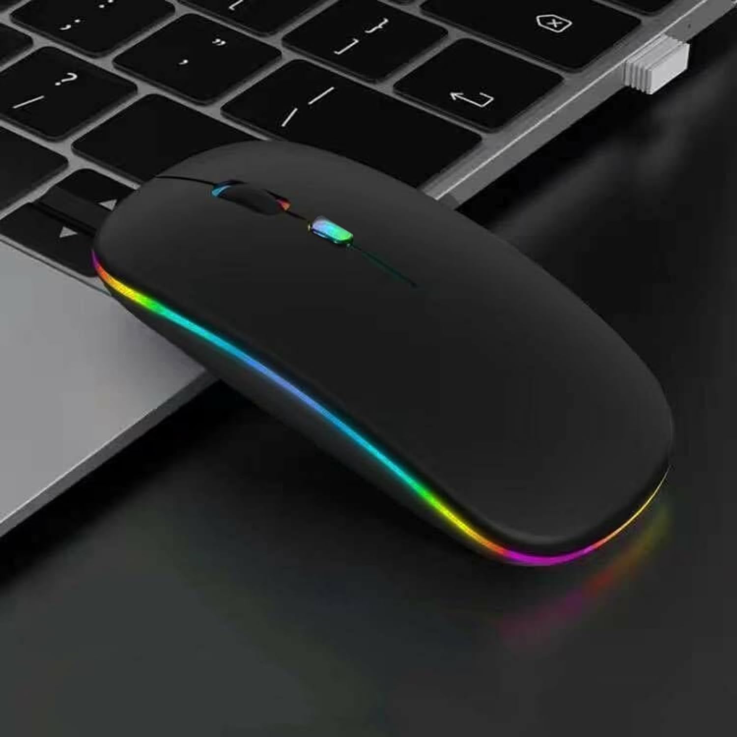 Mouse wireless, LED, dual mode, reincarcabil, silentios, negru - eMAG.ro