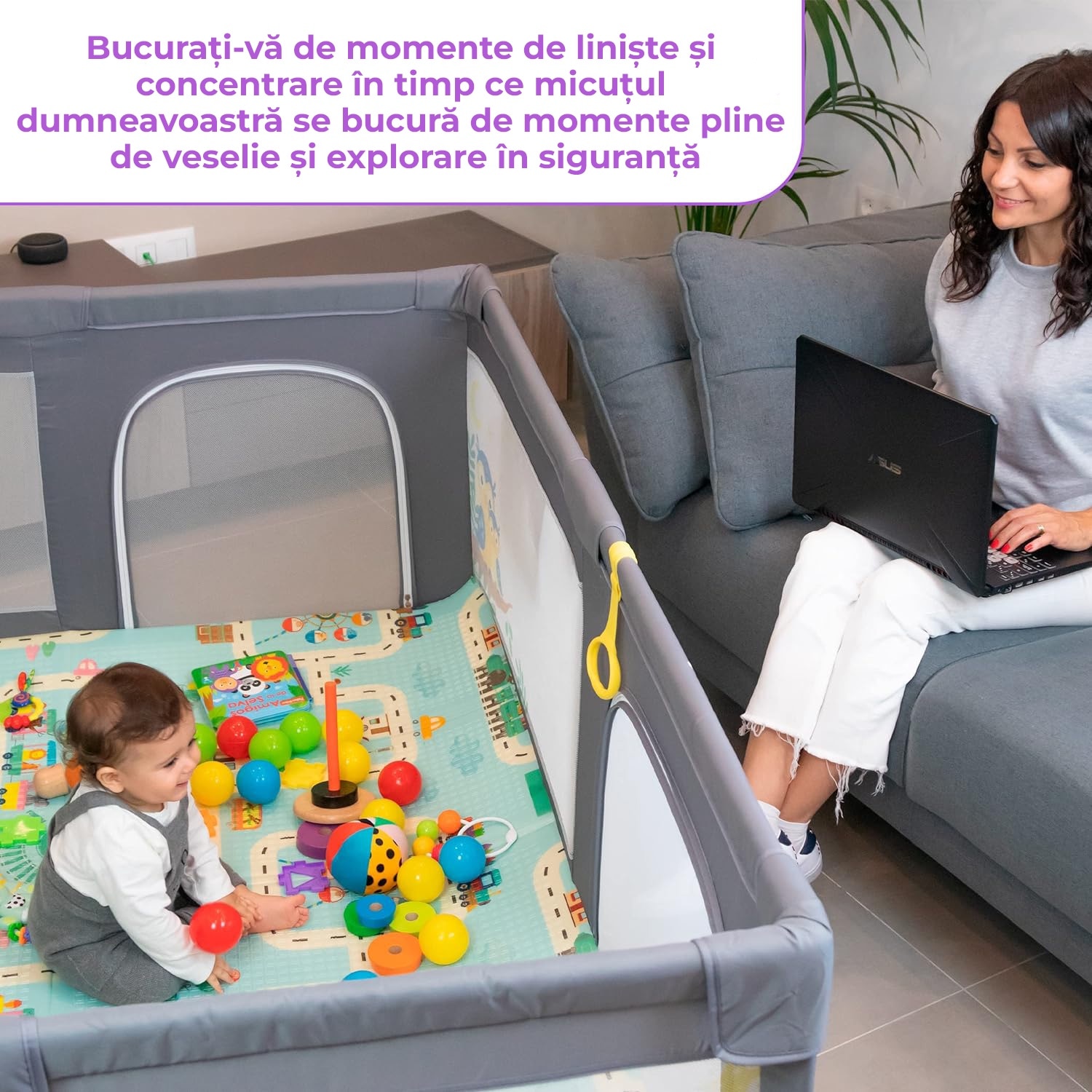 Tarc de Joaca pentru Bebelusi si Copii Pitikot® + Salteluta Pliabila ...