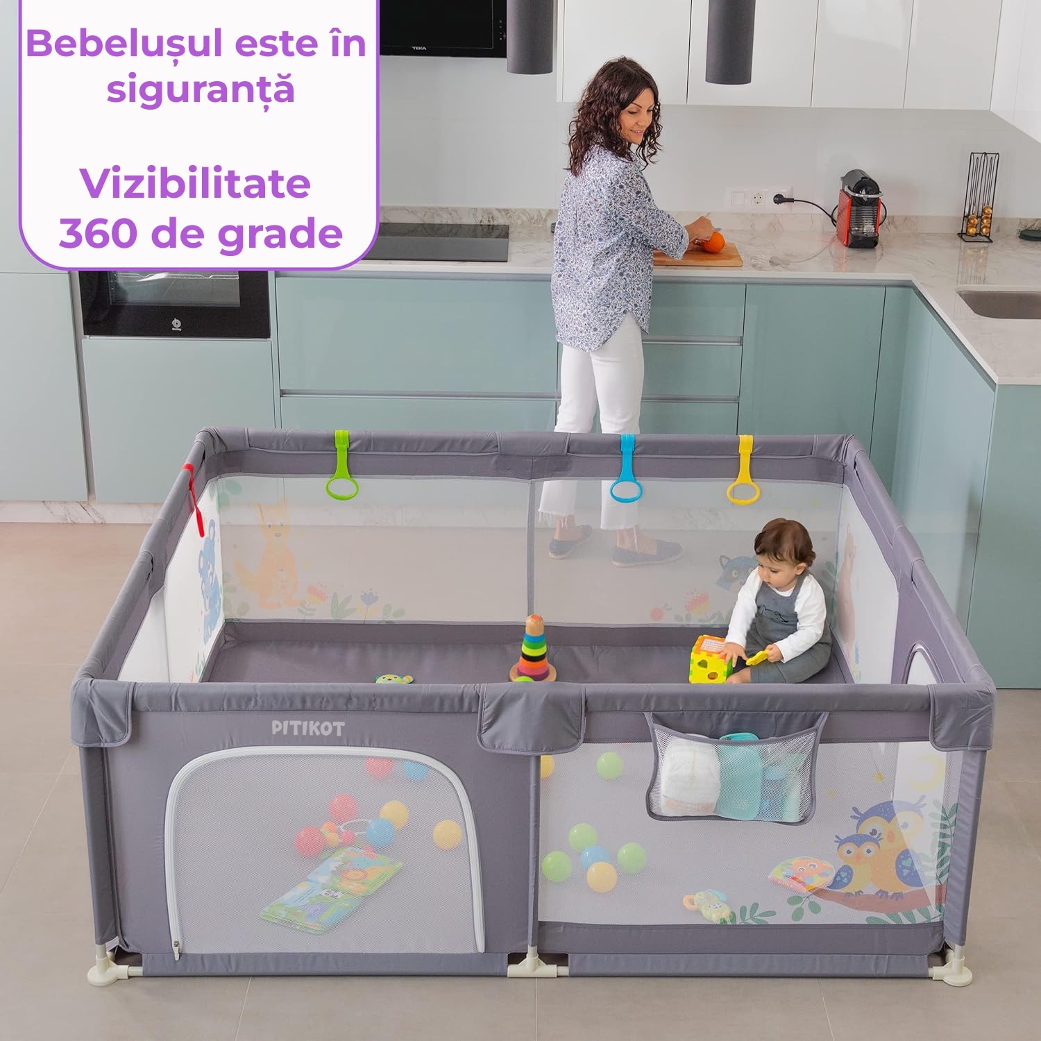 Tarc de Joaca pentru Bebelusi si Copii Pitikot® + Salteluta Pliabila ...