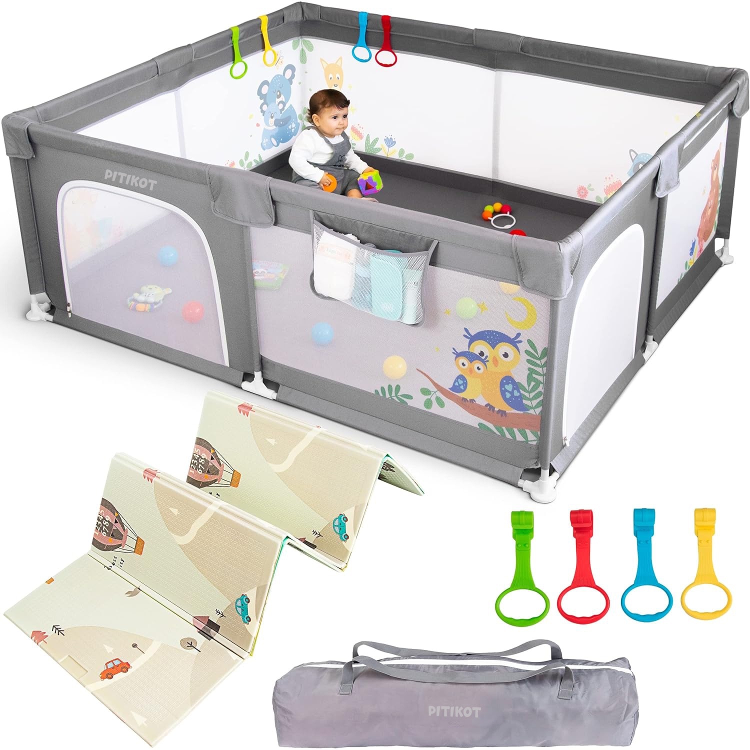 Tarc de Joaca pentru Bebelusi si Copii + Salteluta Pliabila 180x150 cm ...