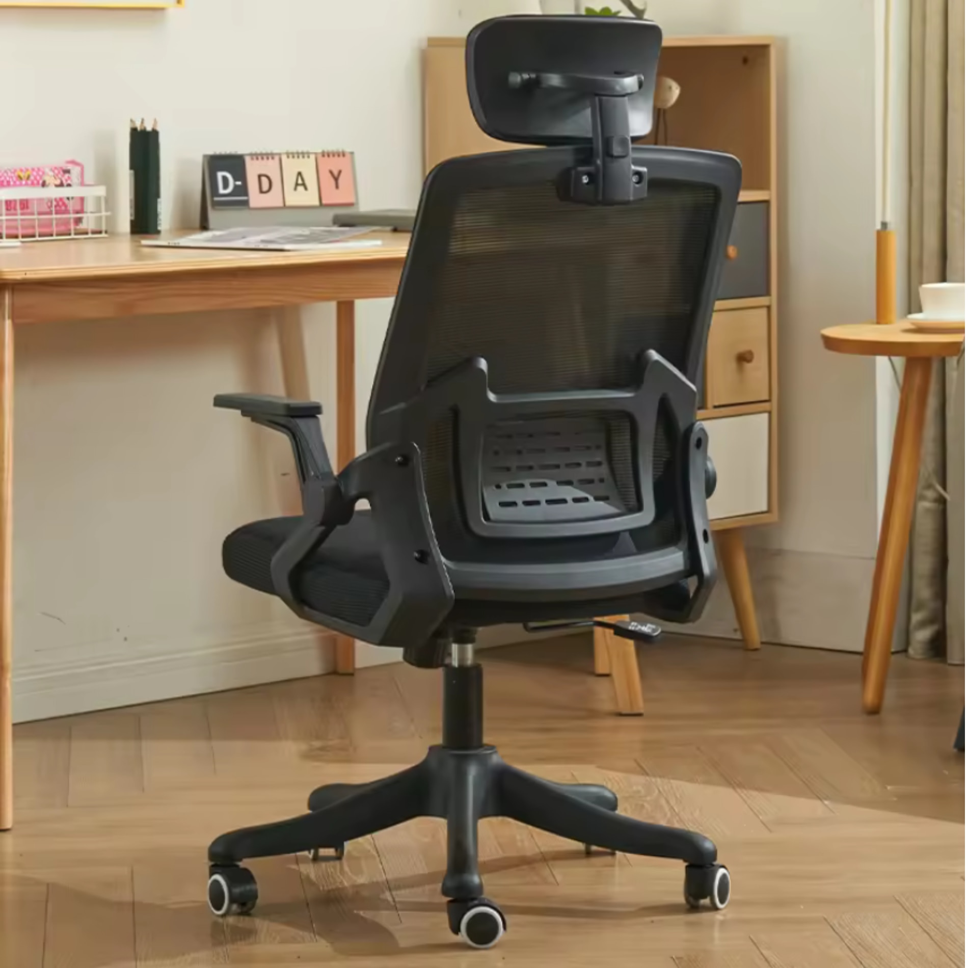 Scaun reglabil pentru Birou sau Gaming Ergonomic negru cu tetiera ...