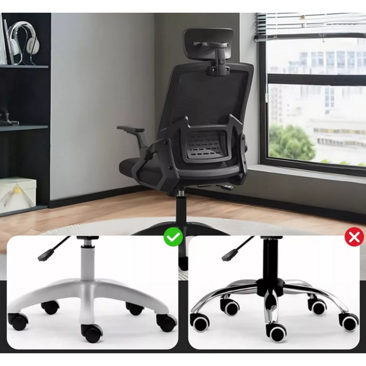 Scaun reglabil pentru Birou sau Gaming Ergonomic negru cu tetiera ...