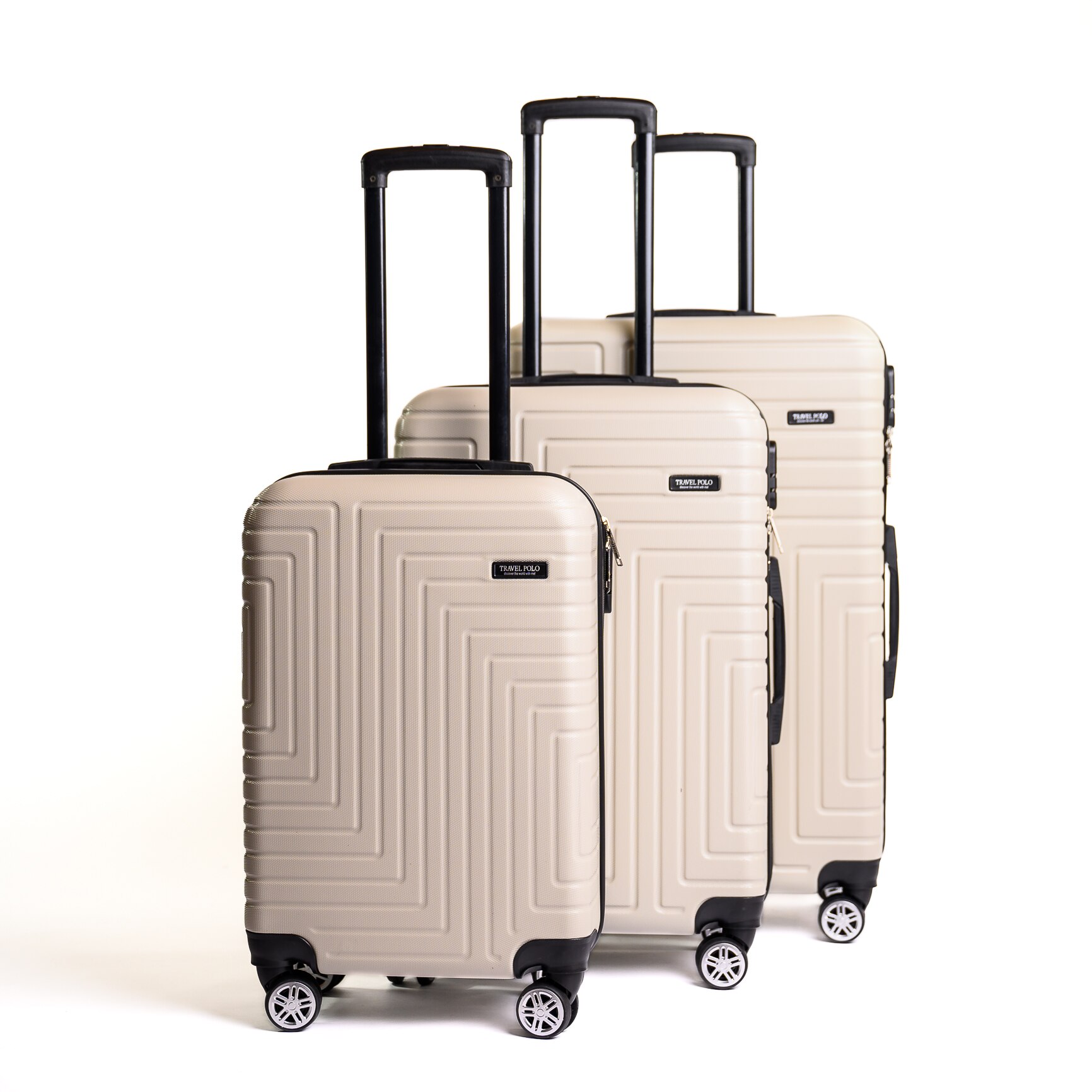 Set Trolere, TRAVEL POLO, ABS, A1004, Crem deschis, 3 piese S-M-L - eMAG.ro
