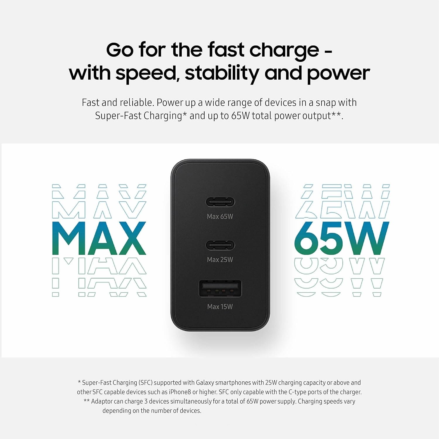 Incarcator USB-C 65W cu cablu, Super Fast Charging, Negru - eMAG.ro