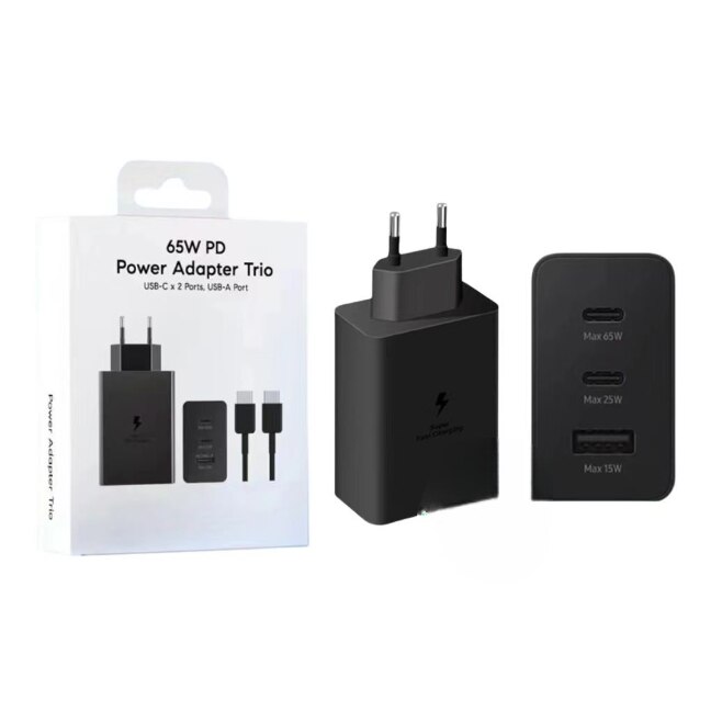 Incarcator USB-C 65W cu cablu, Super Fast Charging, Negru - eMAG.ro