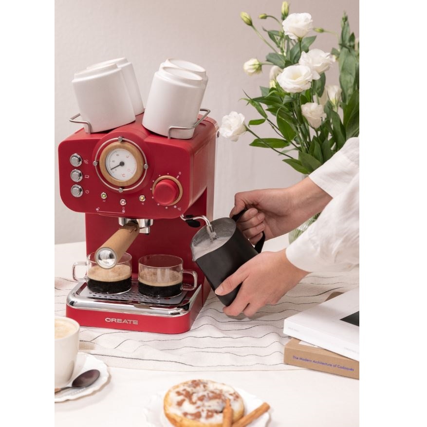 Espressor Retro manual CREATE, Thera Retro, 15 bari, 1.25 litri, ideal ...
