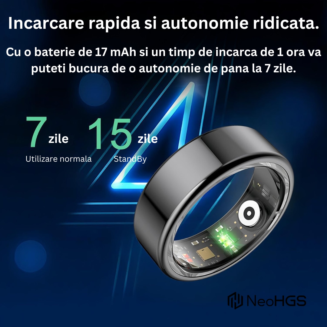 Inel inteligent NeoHGS®, SmartRing, Fitness, Sport, Rezistent Apa ...