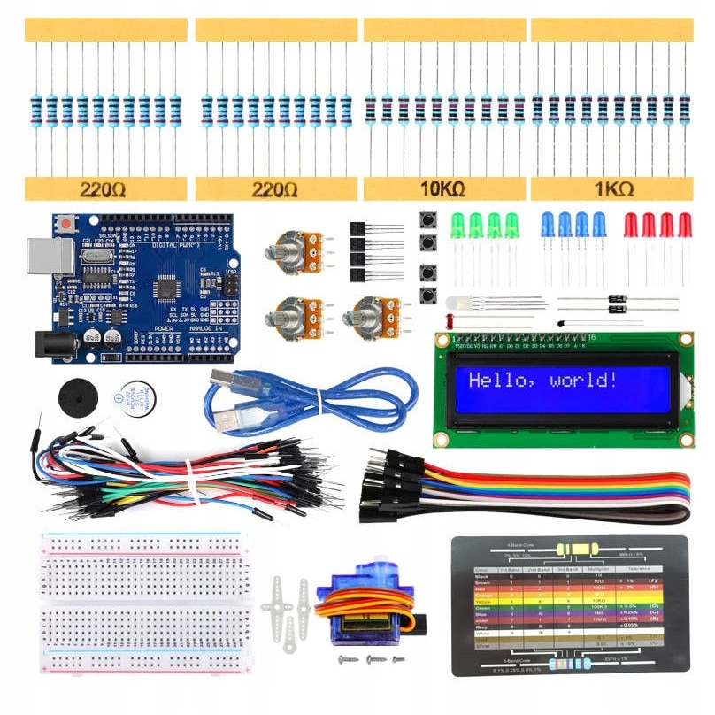 Комплект за програмиране Arduino Starter UNO R3, PAGMIL, За начинаещи, LCD дисплей, LDR ...