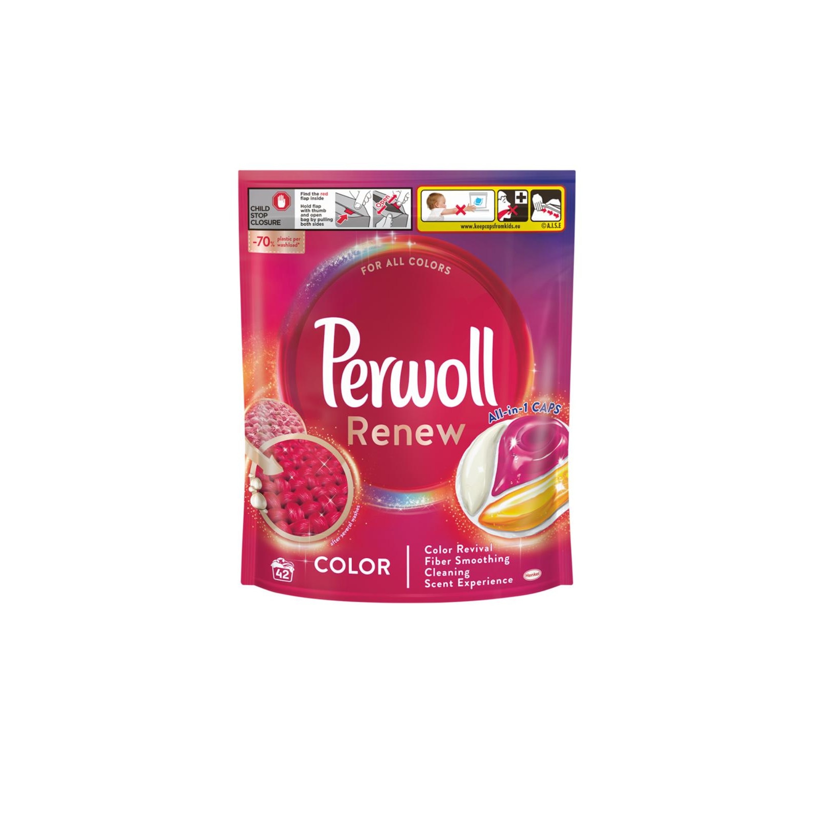 Detergent de rufe capsule, All in 1, Perwoll Renew Color, 42 spalari ...